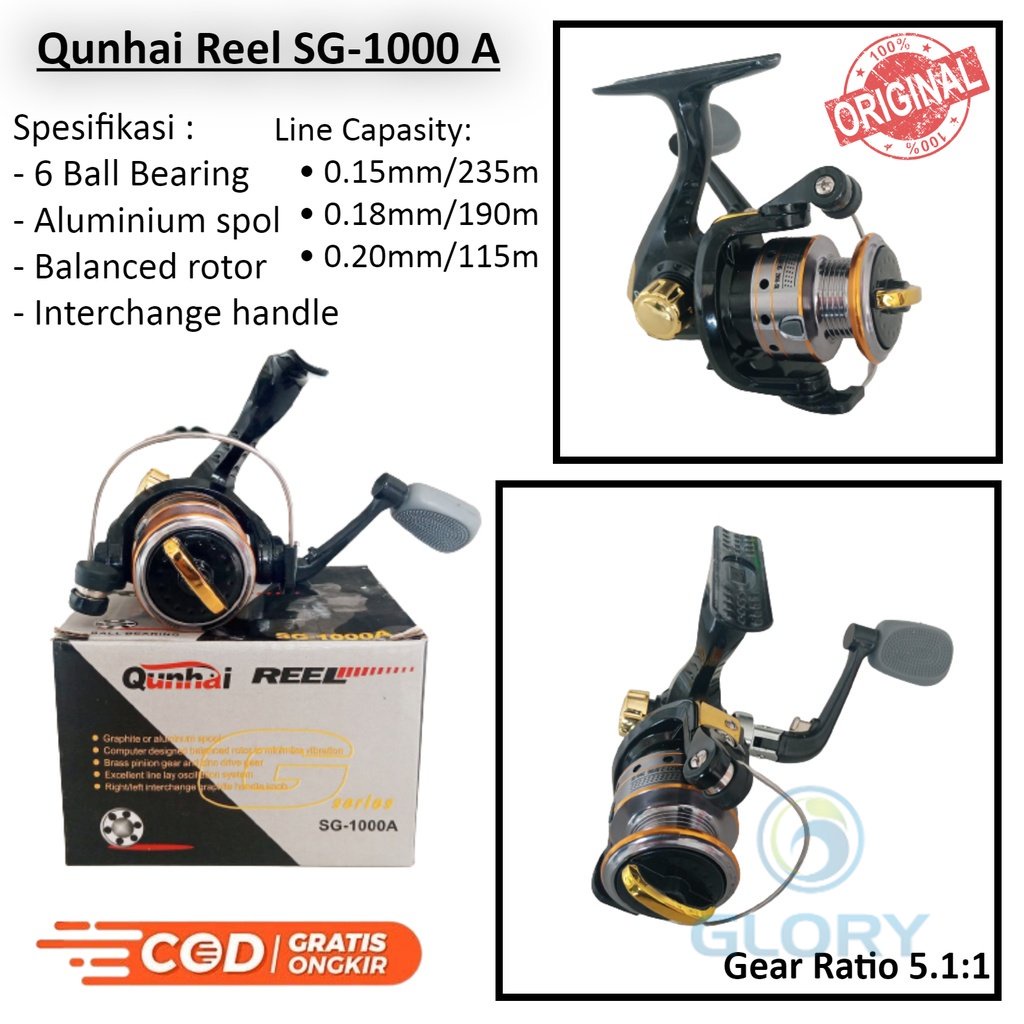 Jual Reel Spining Qunhai Series Sg 1000 A Ball Bearing Rell Gulungan / Ukelan Senar Pada Joran ...