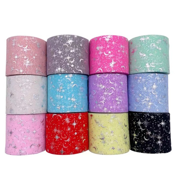 Jual PITA TILE SIZE 6 CM / PITA TULLE MOTIF STARDUST SILVER IMPOR ...