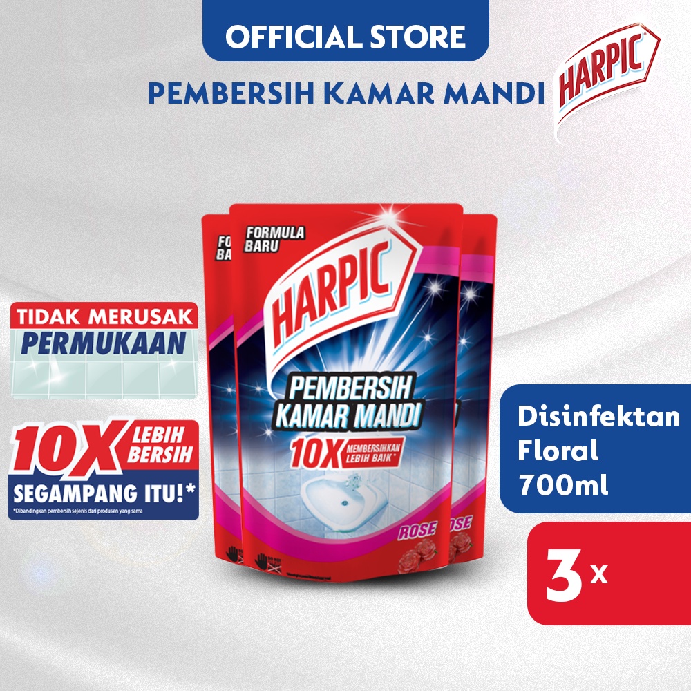 Jual Harpic Rose 700ml (3pcs) Refill [Pembersih Kamar Mandi] | Shopee ...