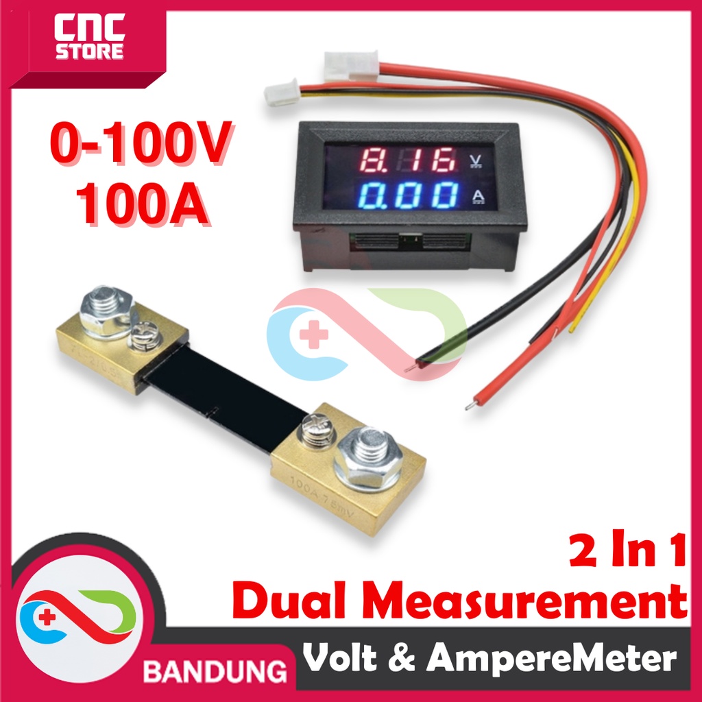 Jual DUAL MINI VOLTMETER 100V AMPEREMETER DIGITAL 100A PLUS RESISTOR ...