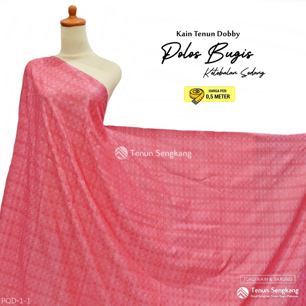 Jual Kain Tenun Dobby Polos Bugis Makassar Merah Jambu - Tenun Sengkang ...