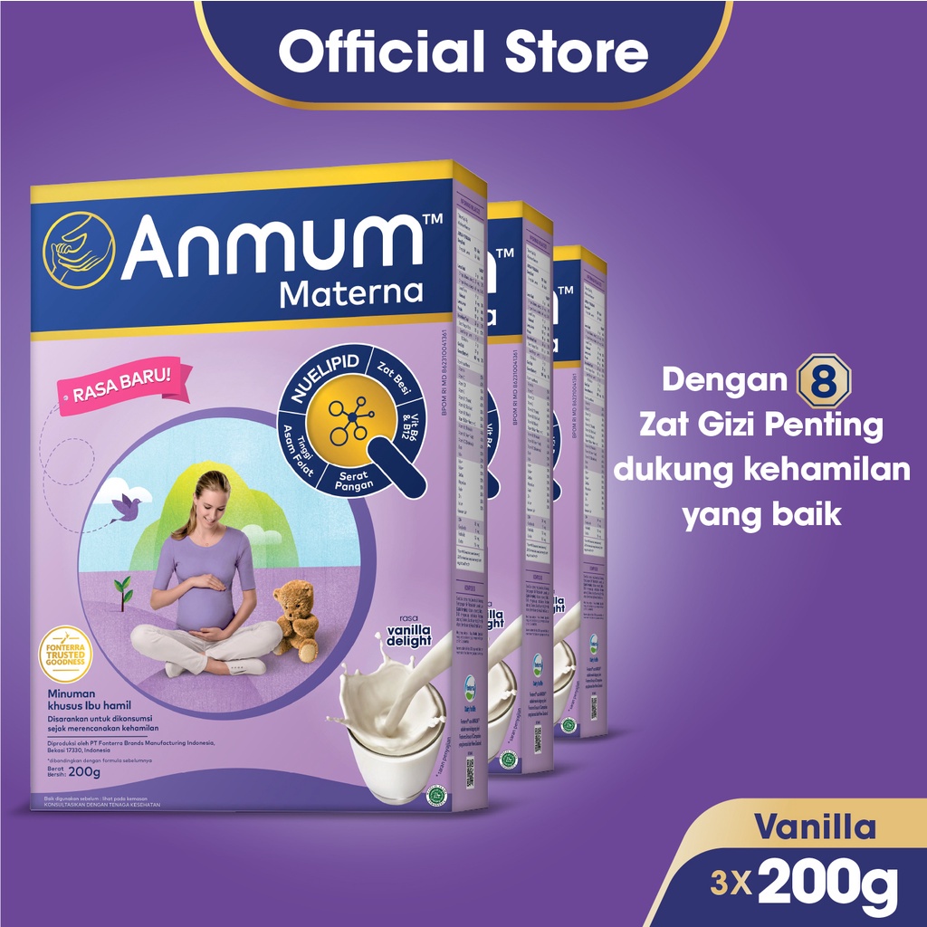 Jual Anmum Materna Susu Nutrisi Ibu Hamil Vanilla Delight 3 x 200g ...