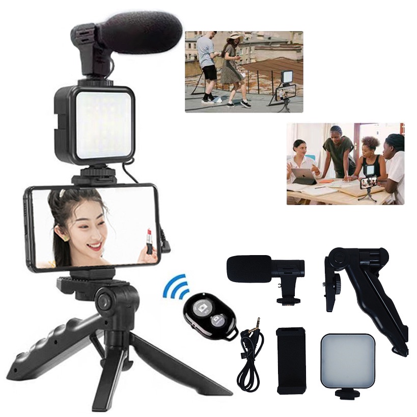 Jual 5in1 AY49 Cahaya Pengisi Siaran Langsung Lampu LED Tripod Dudukan Telepon Mikrofon Rana ...