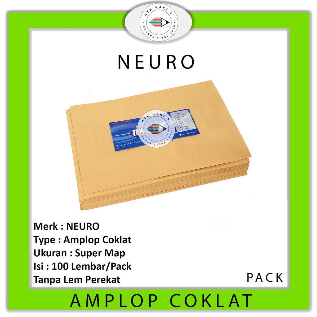 Jual NEURO - Amplop Coklat Ukuran Super Map Non Seal - Pack | Shopee Indonesia