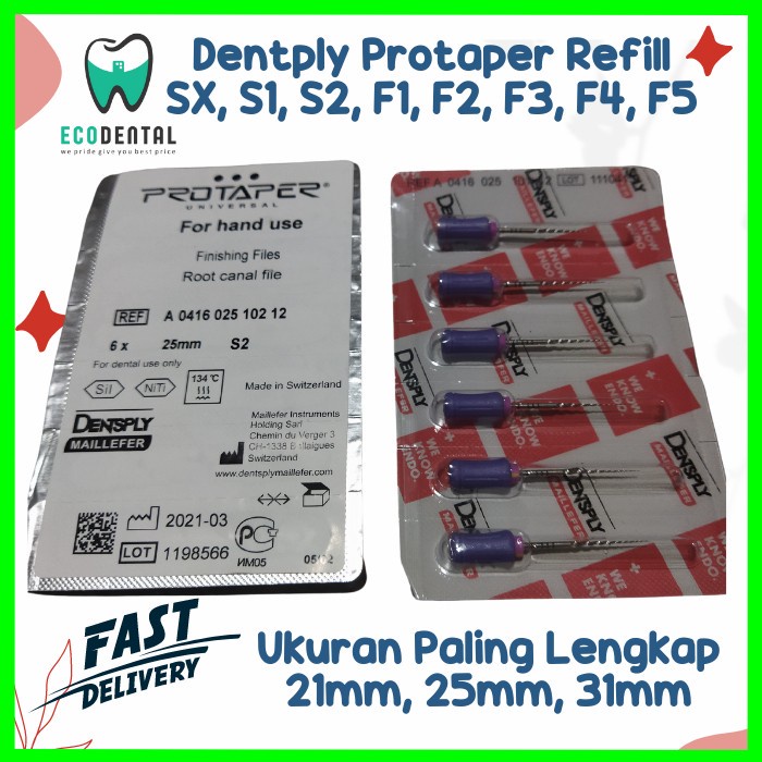 Jual Dentsply Protaper Hand Use Refill SX S1 S2 F1 F2 F3 F4 F5 21 25 ...