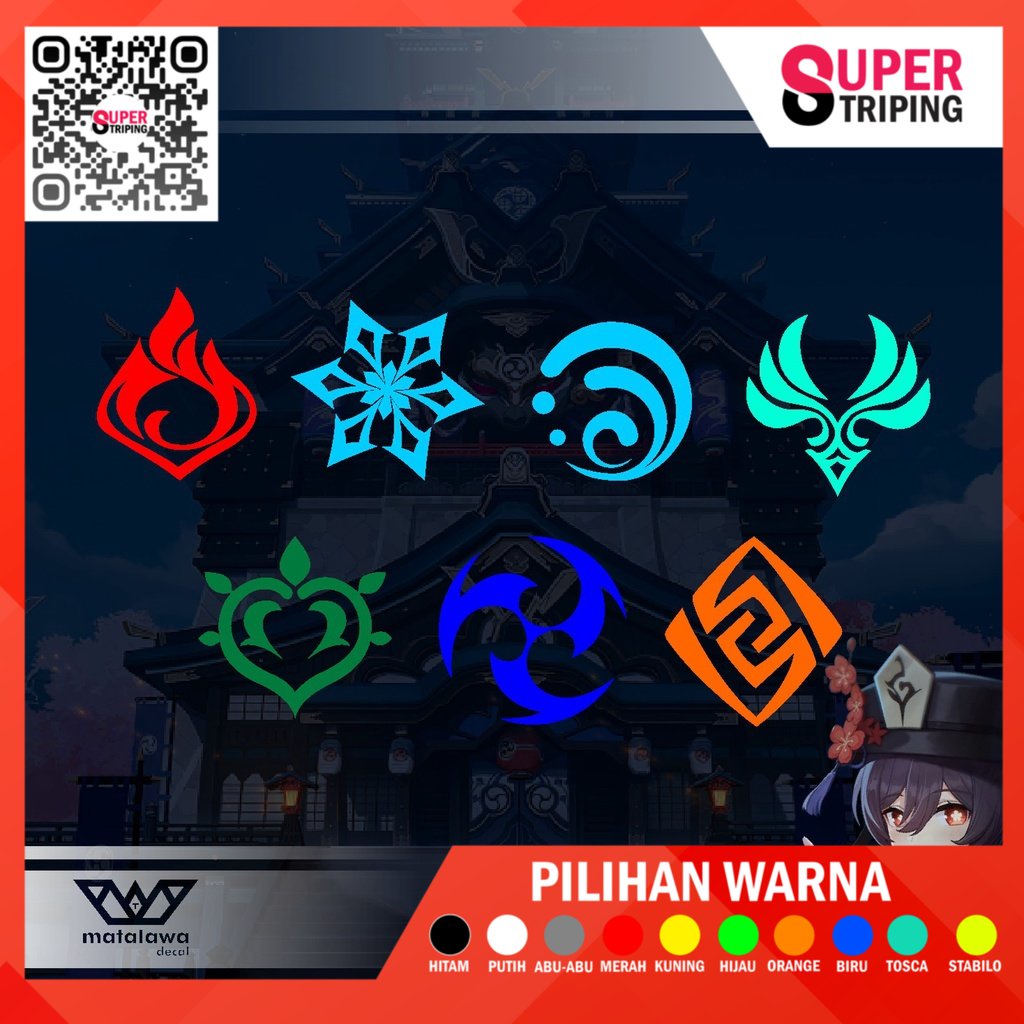 Jual STIKER CUTTING ELEMEN GENSHIN IMPACT - STICKER VINYL REFLEKTIF ...