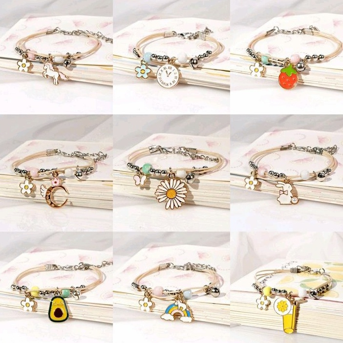 Jual Gelang Couple Aesthetic Bestie Anak Dewasa ber 3 Lucu Tanpa Magnet ...