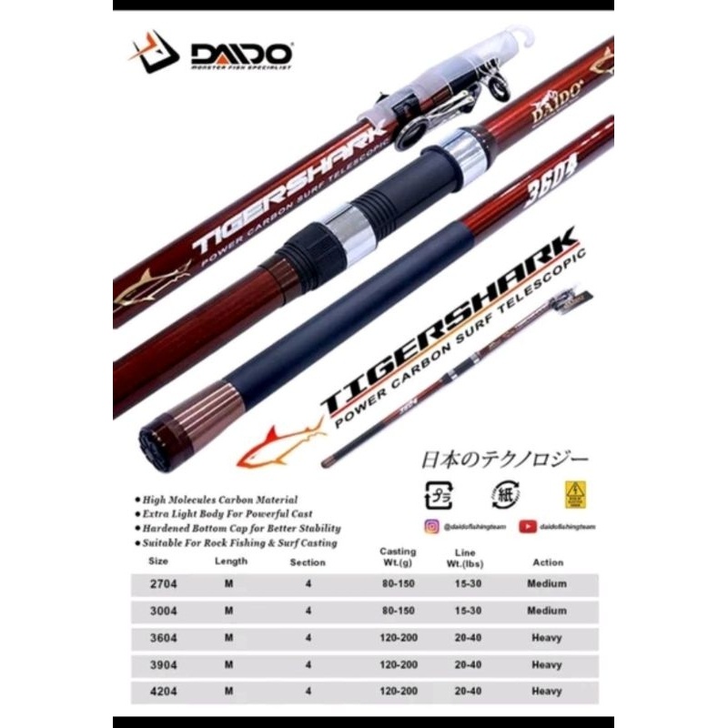 Jual Joran Pancing Daido Tiger Shark Antena Surf Pantai 360 390 420 450 ...