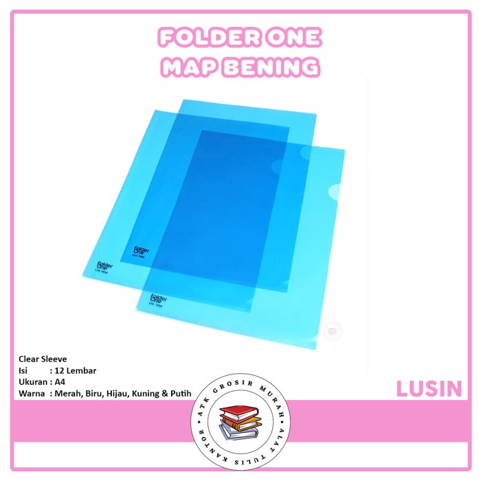 Jual FOLDER ONE - Map Bening A4 Warna - Lusin | Shopee Indonesia
