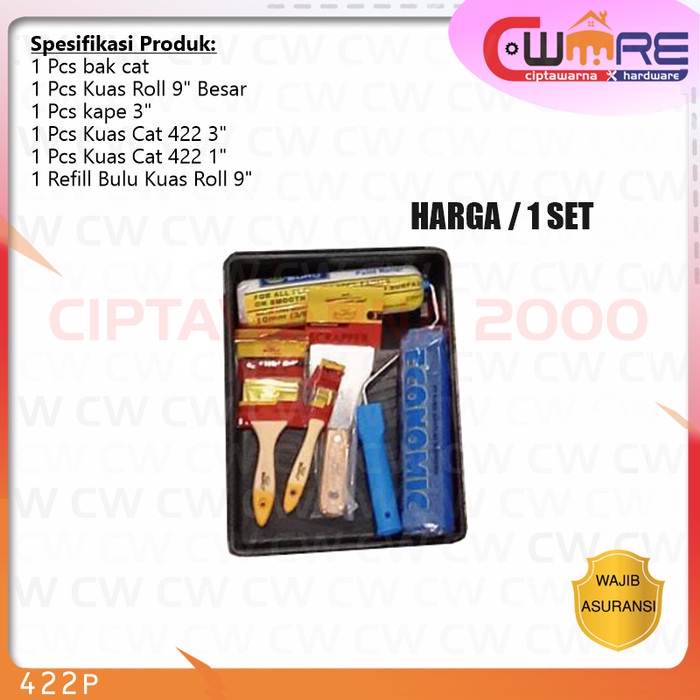 Jual Paket Set asesoris Alat Cat Baki Bak cat Roll 9" Kuas 3" Kape 3 ...