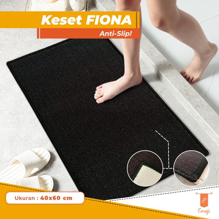 Jual Keset Kaki Polos FIONA BLACK Keset Anti slip Premium 40x60 cm ...