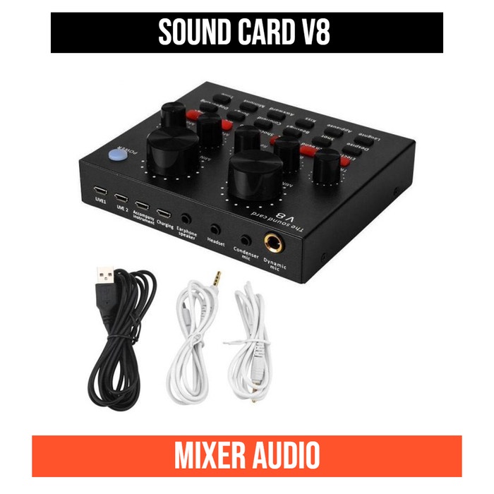 Jual Soundcard V8 Sound Card Mixer External USB Audio Live Broadcast ...