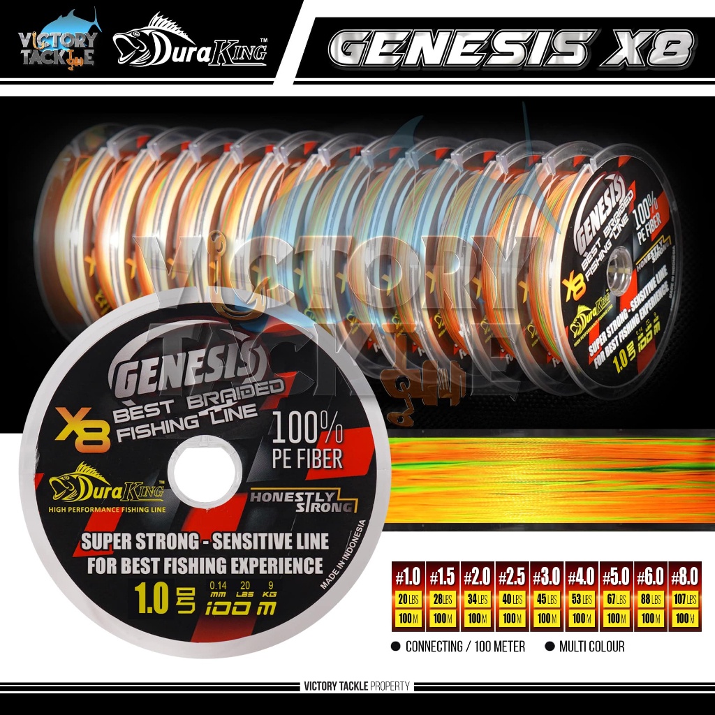 Jual EXTRA BONUS | DURAKING BENANG PE Pancing GENESIS X8 MULTICOLOUR ...