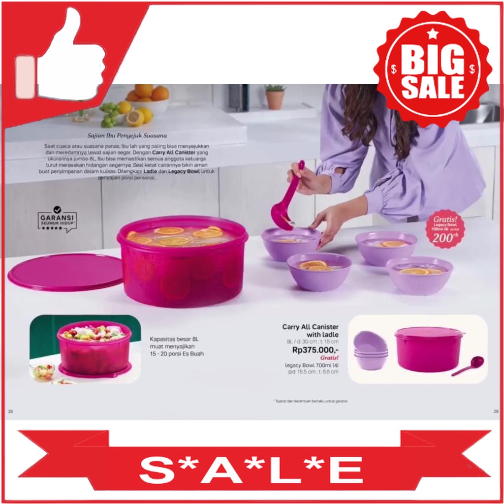 Jual Tupperware Carry All Canister with laddle FREE bowl Tupperware ...