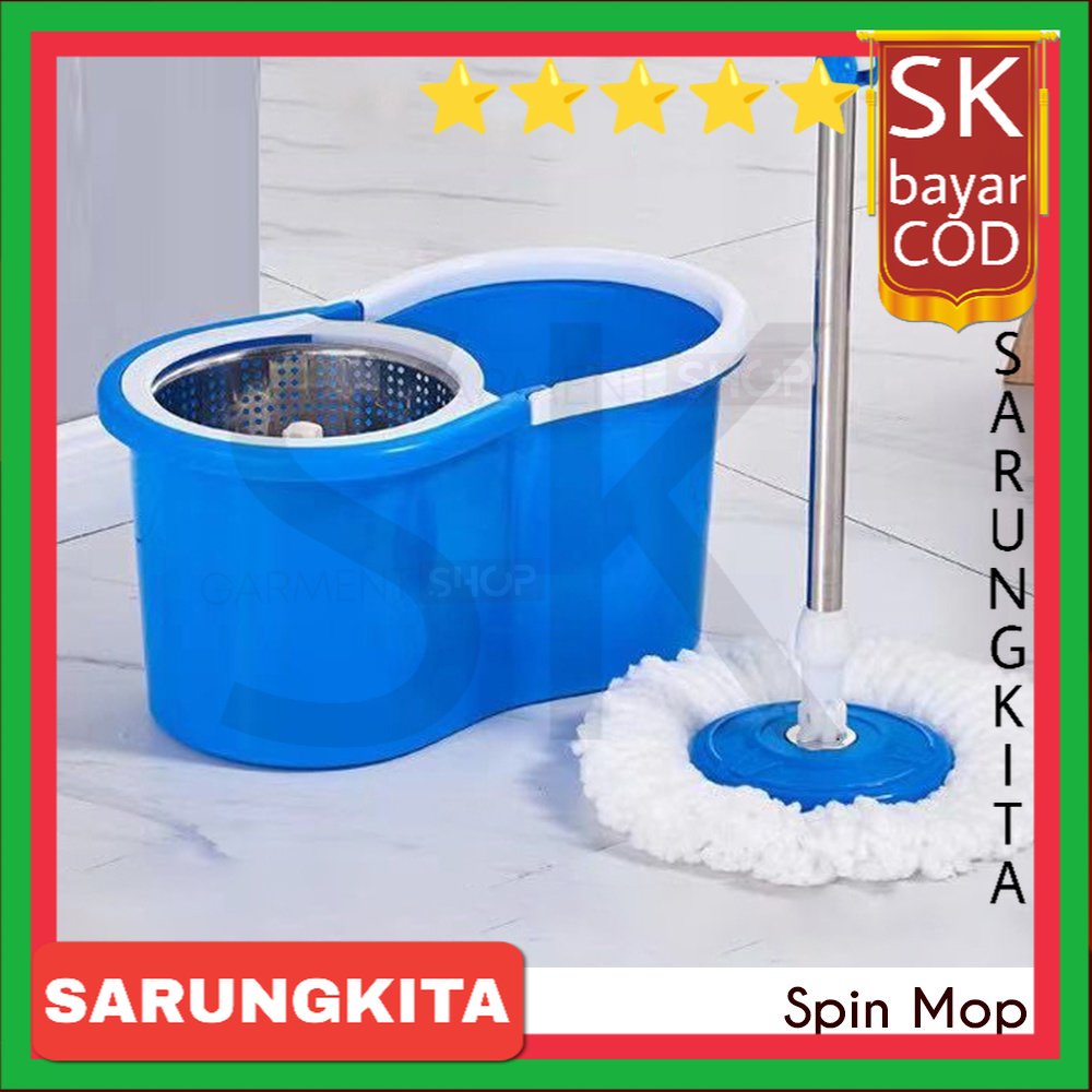 Jual Alat Pel Praktis Spin Mop Putar Otomatis Pengepel Lantai Dengan ...