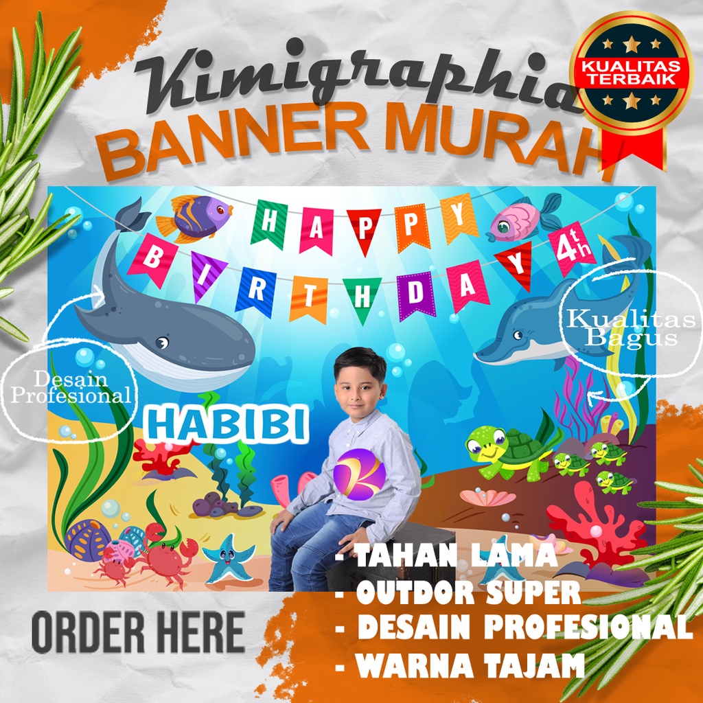 Jual Cetak banner backdrop ulang tahun baby shark bahan flexi tebal ...