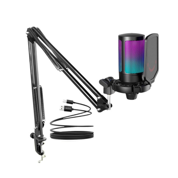 Jual FIFINE A6 RGB USB AMPLIGAME MICROPHONE PLUS ARM STAND | Shopee ...