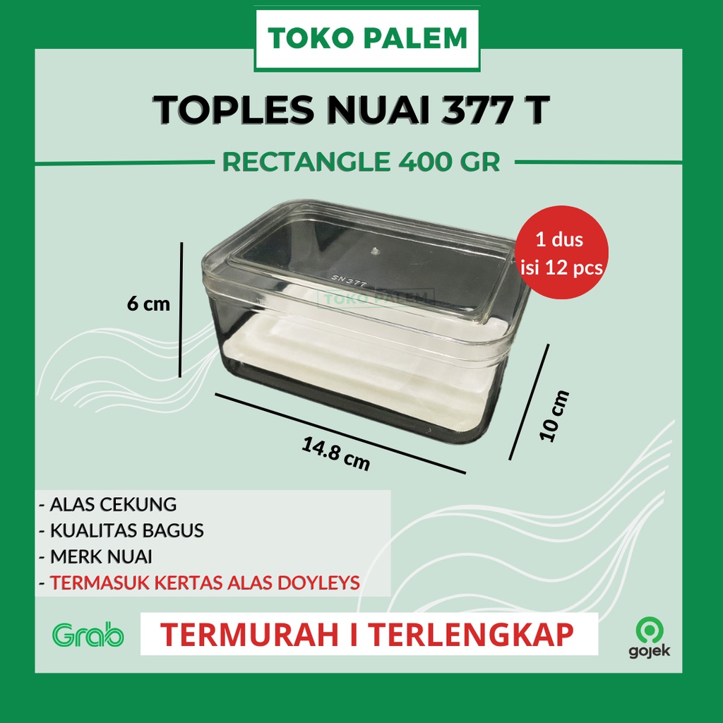 Jual Toples Persegi Kotak Tinggi Nuai SN 377T 400 GR / Toples Kue ...