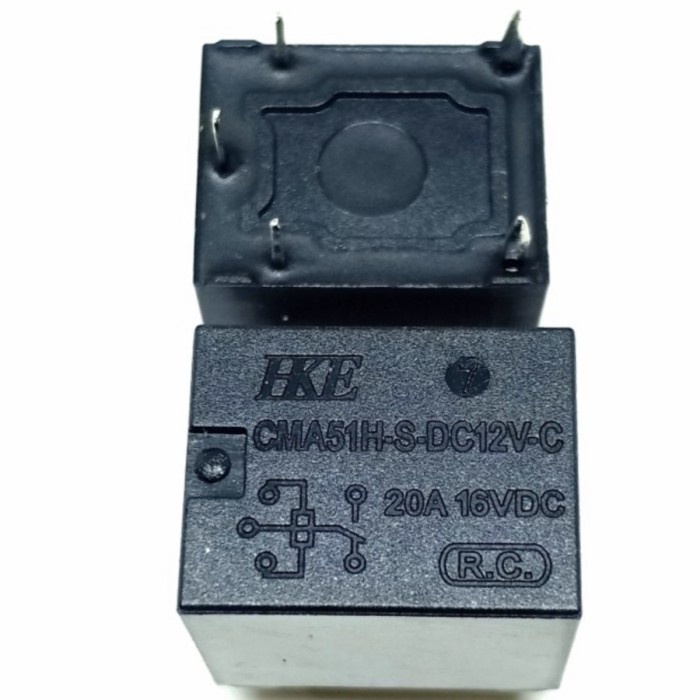 Jual Relay rilay HKE 12v 5p 20A Hitam CMA51H-S-DC12V-C/Relay rilay HKE ...