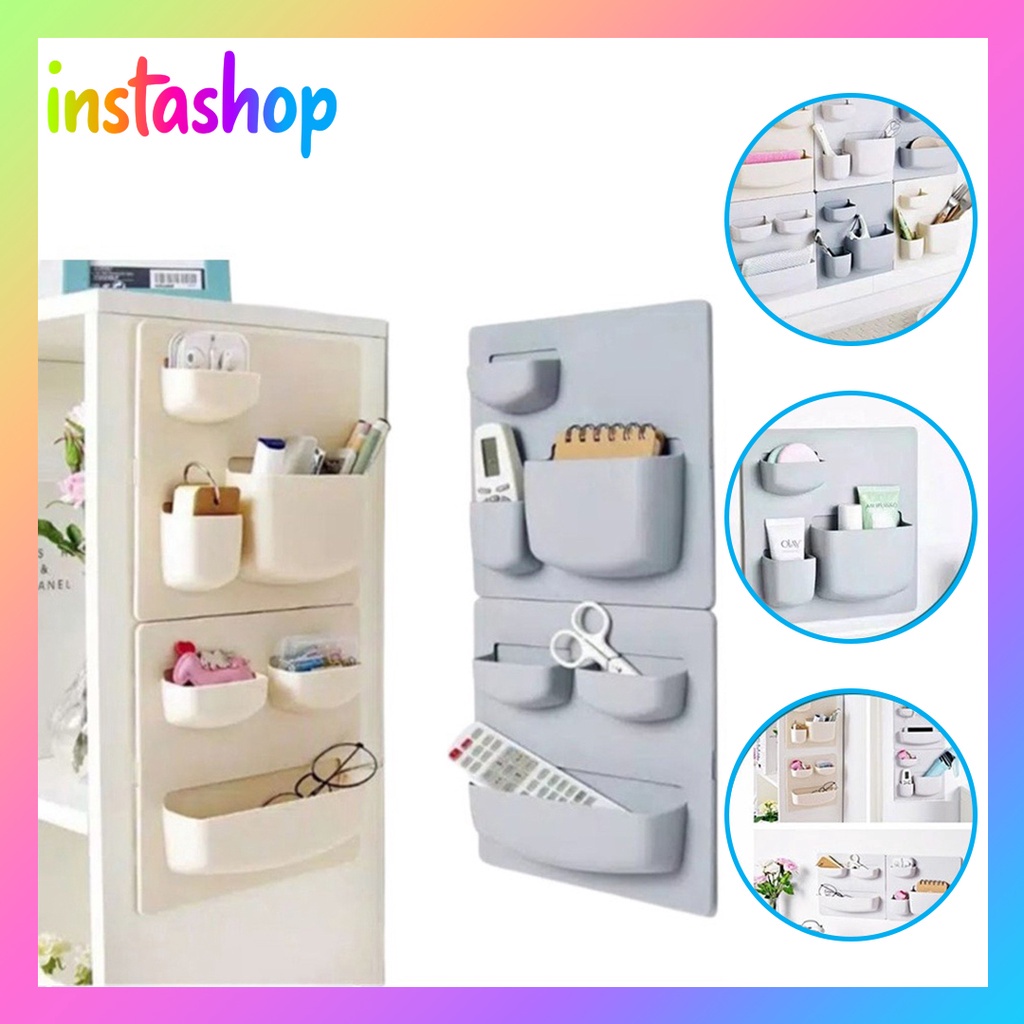 Jual Rak Organizer Tempel Dinding Minimalis 3 Kantong Rak Tempel ...