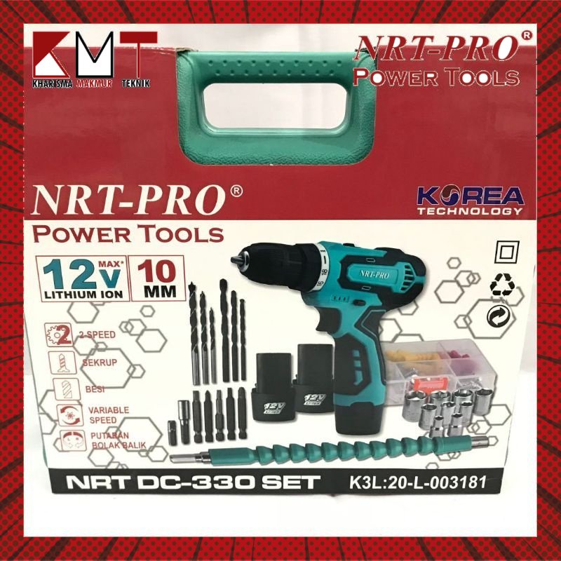 Jual BOR BATTERY / BOR CORDLESS 10MM 12V DC 330 SET NRT-PRO | Shopee ...