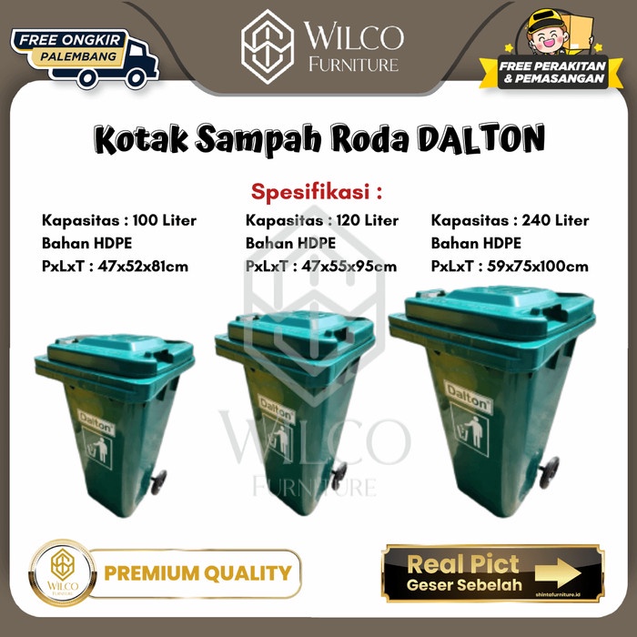 Jual Tong Sampah Roda Dalton / Kotak Sampah HDPE / Tampat Sampah Sekolah - 100 L | Shopee Indonesia