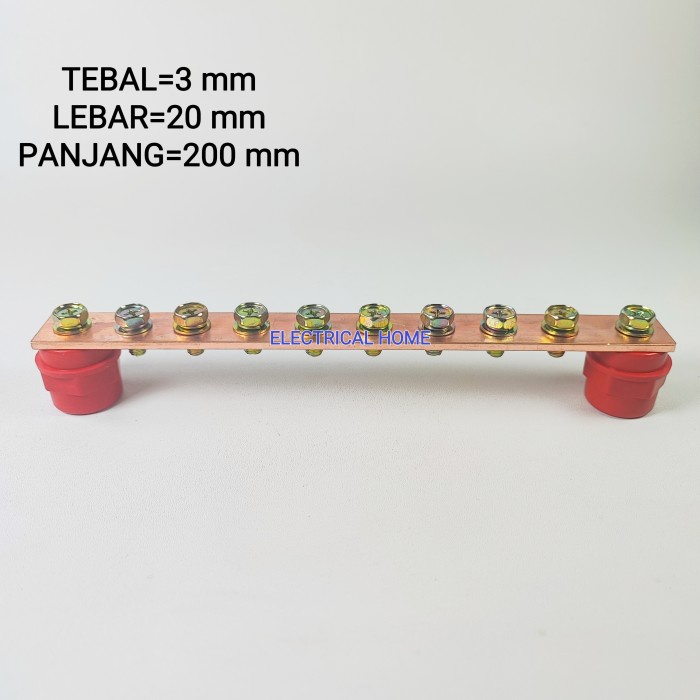 Jual Busbar Tembaga 20 x 3 x 200 Terminal Nol 8 Baut SM-800 | Shopee ...