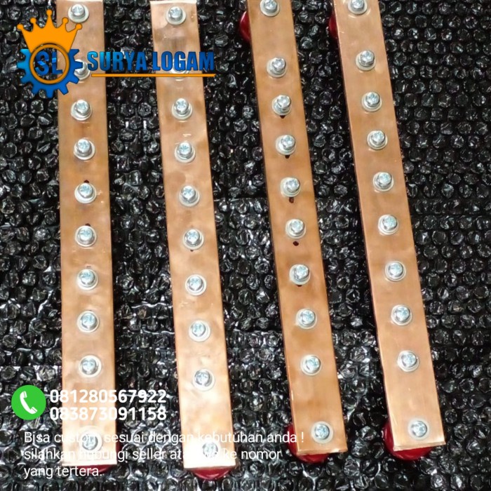 Jual busbar tembaga 3mmx 25mm x 260mm + mur baut komplit - Murni ...