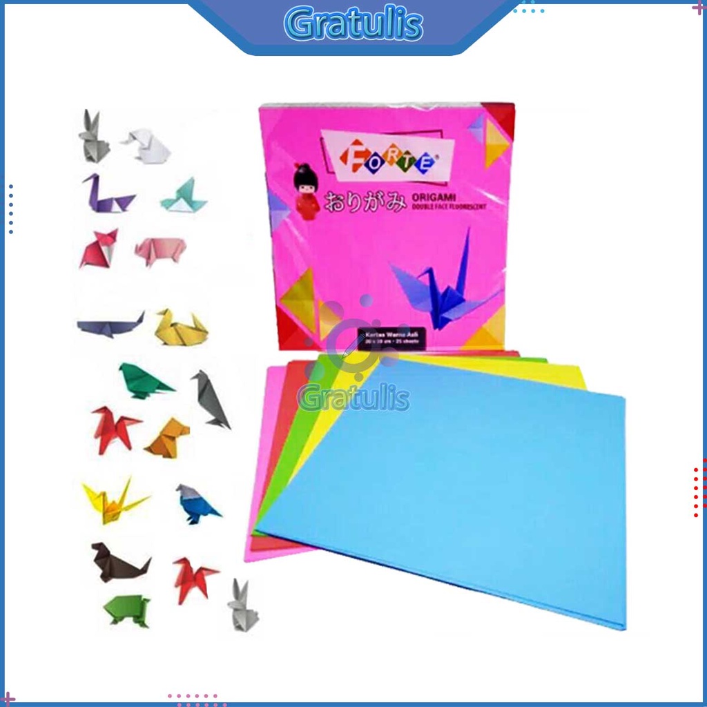 Jual KERTAS LIPAT ORIGAMI FORTE [25 LEMBAR] / KERTAS WARNA WARNI KECIL ...
