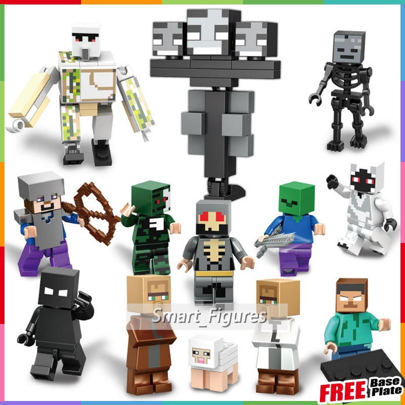 Jual Fh67um Mc Minifigures Mainan Hadiah 16jenis Angka Mini Besi Golem Steve Merayap Enderman