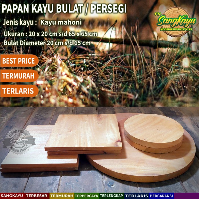 Jual Papan kayu bulat / persegi wooden board daun meja nampan kayu ...
