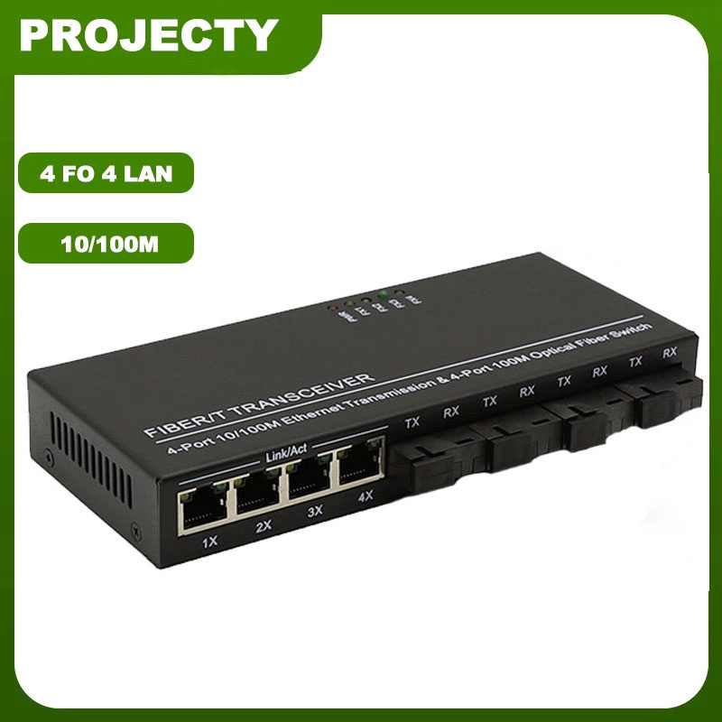 Jual Media Converter 4 Port FO 4 Port LAN Switch Fiber Optic Konverter Fiber Optik 10/100M ...