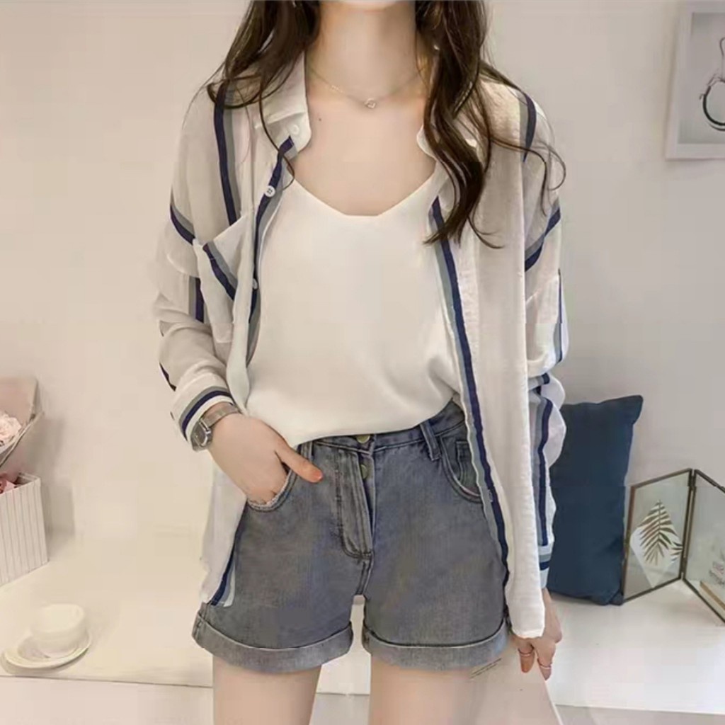 Jual Slub Striped Shirt 4108 3M | Shopee Indonesia