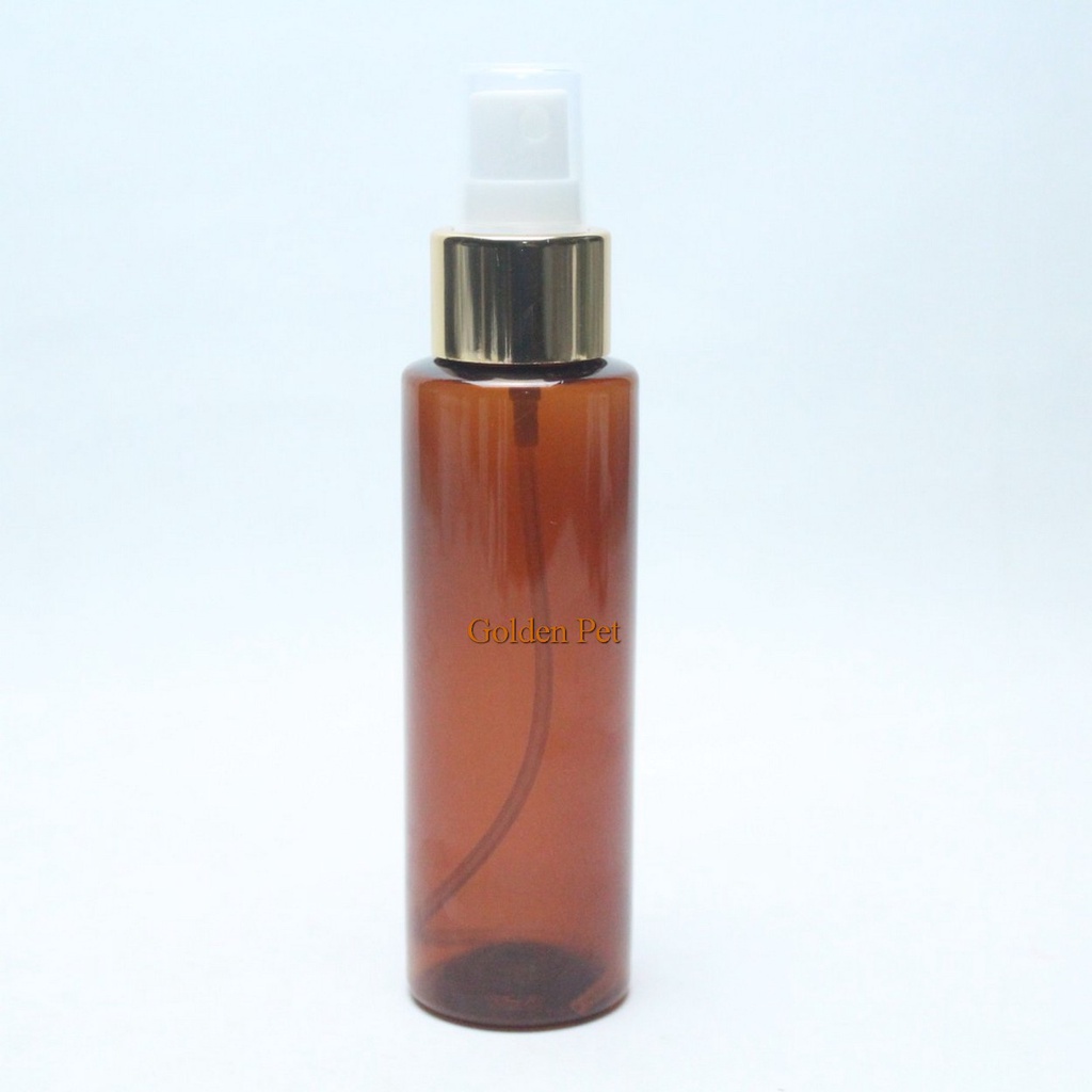 Jual Botol Pet 100 Ml Rf Panjang Coklat Tr Gold Spray Boston Round ...