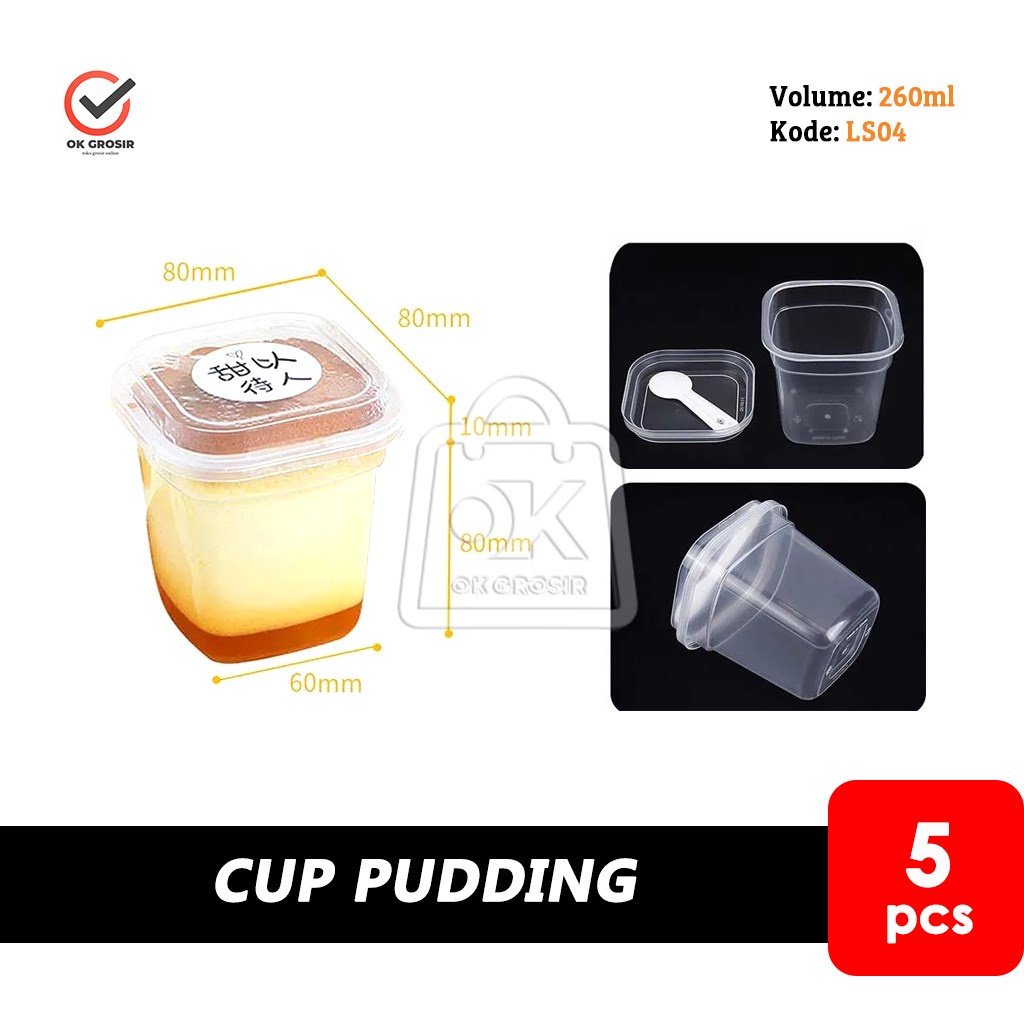 Jual Cup Puding Plastik / Pudding Kotak Transparan (1 pack isi 5pcs ...