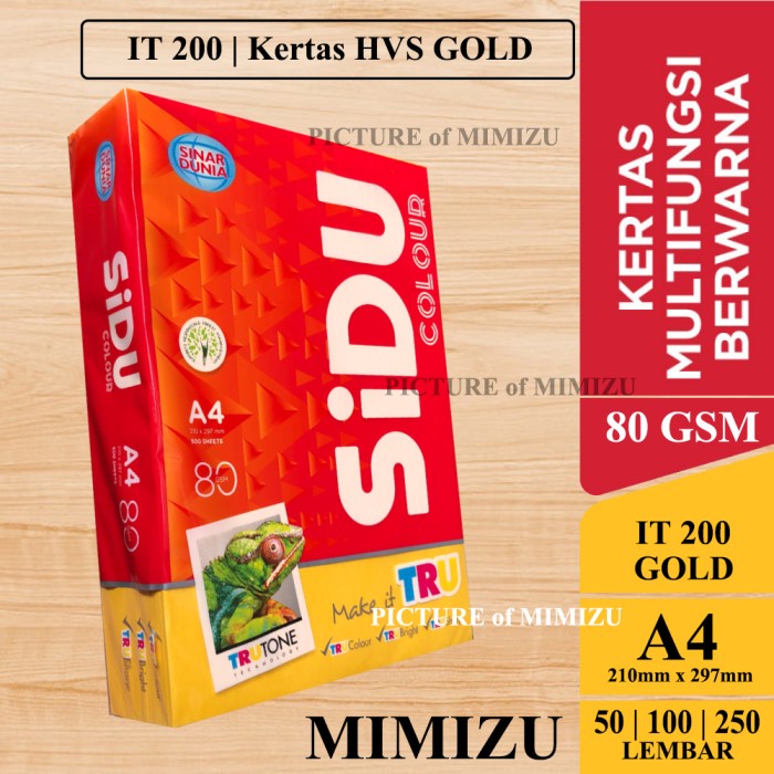 Jual SIDU Kertas HVS Warna A4 80 Gsm IT200 GOLD (Kuning Gold) | Shopee Indonesia