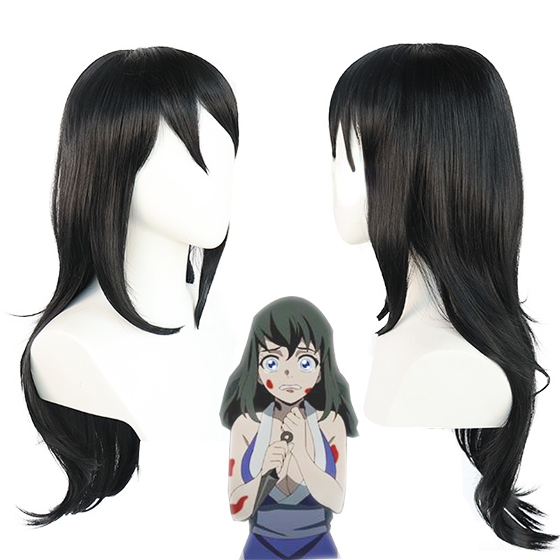 Jual Wig Cosplay Misscoo Suma Demon Slayer Panjang Hitam Tahan Panas ...