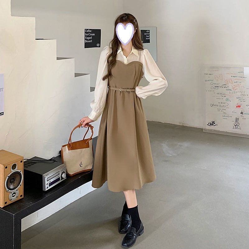 Jual DRESS JUMBO - DR79 Dress Fake Two Piece Model Kemeja (FREE BELT ...