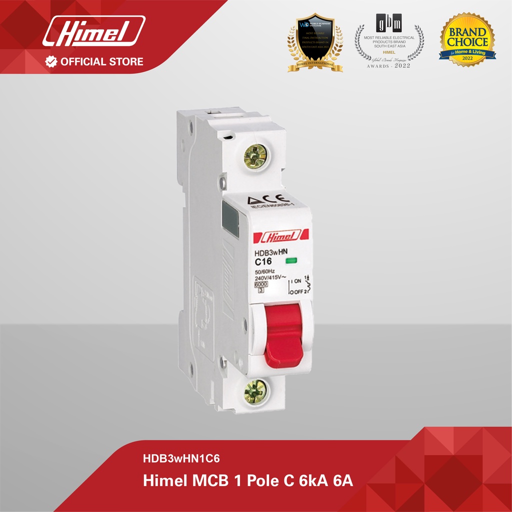 Jual Himel MCB 1 Phase 6A 6kA - HDB3WHN1C6 | Shopee Indonesia