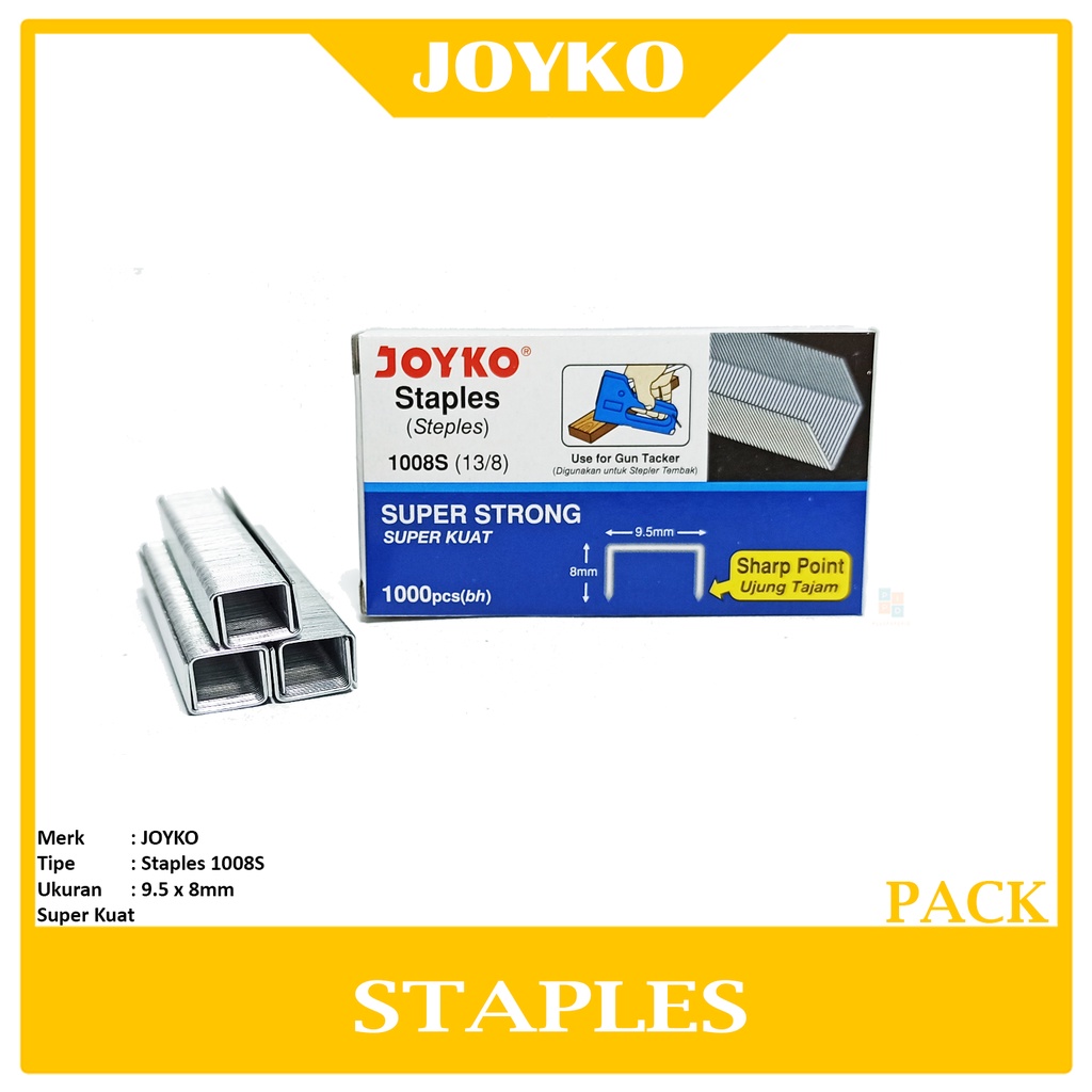 Jual JOYKO - Isi Staples No.1008S - Isi stapler Heavy Duty - Pack ...