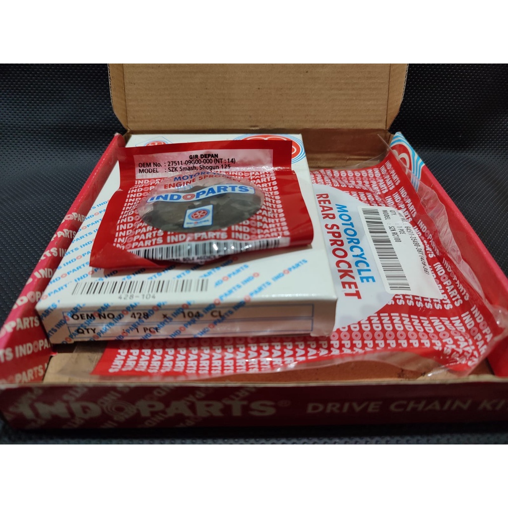 Jual Drive Chain Kit Gear Set paket rantai roda Indoparts Suzuki Smash ...