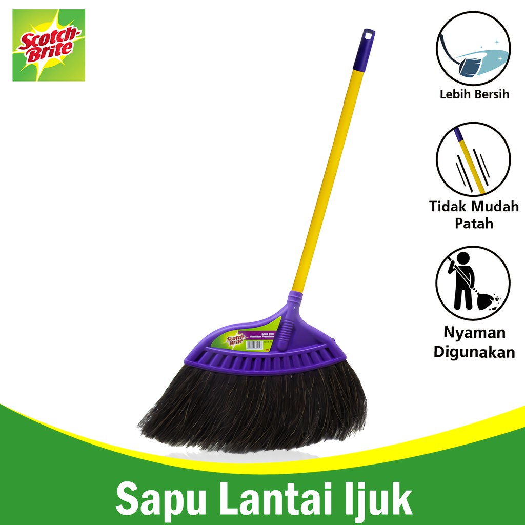 Jual 3M Scotch-Brite Sapu Lantai Ijuk 1 Set Palm Fiber Broom 3M-Id-45 ...