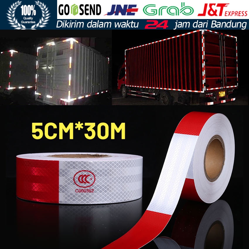Jual 30M Stiker Reflektor Merah Putih / Sticker Reflektif Pantul Cahaya ...