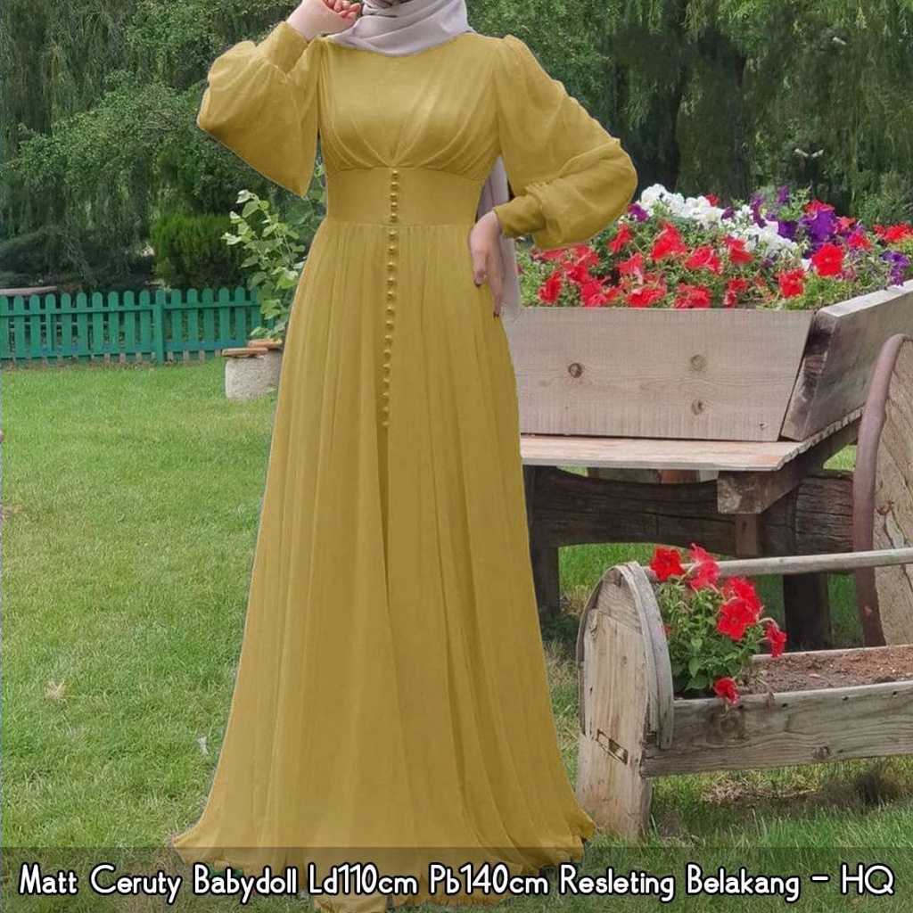 Jual Yasmine Dress Gamis Ceruty Babydoll Long Dress Gamis Muslim Wanita ...