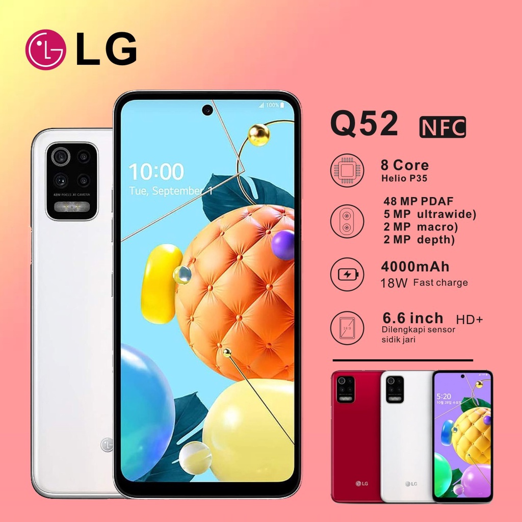 Jual LG Q52-NFC-IMEI AMAN-Garansi-4GB+64GB-handphone murah PK LG v60 A16 Y20 | Shopee Indonesia