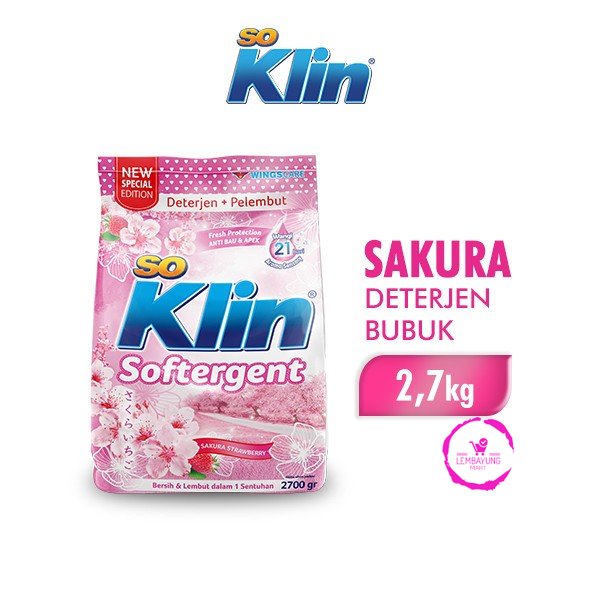 Jual Soklin Deterjen Bubuk Softergent Sakura Strawberry 2.7 kg x 2 pcs | Shopee Indonesia