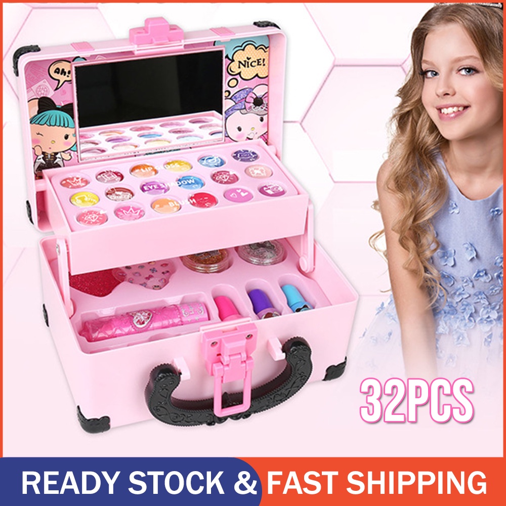 Jual 32Pcs Mainan Kosmetik Kecantikan Anak Kasus Peralatan Kotak Make ...