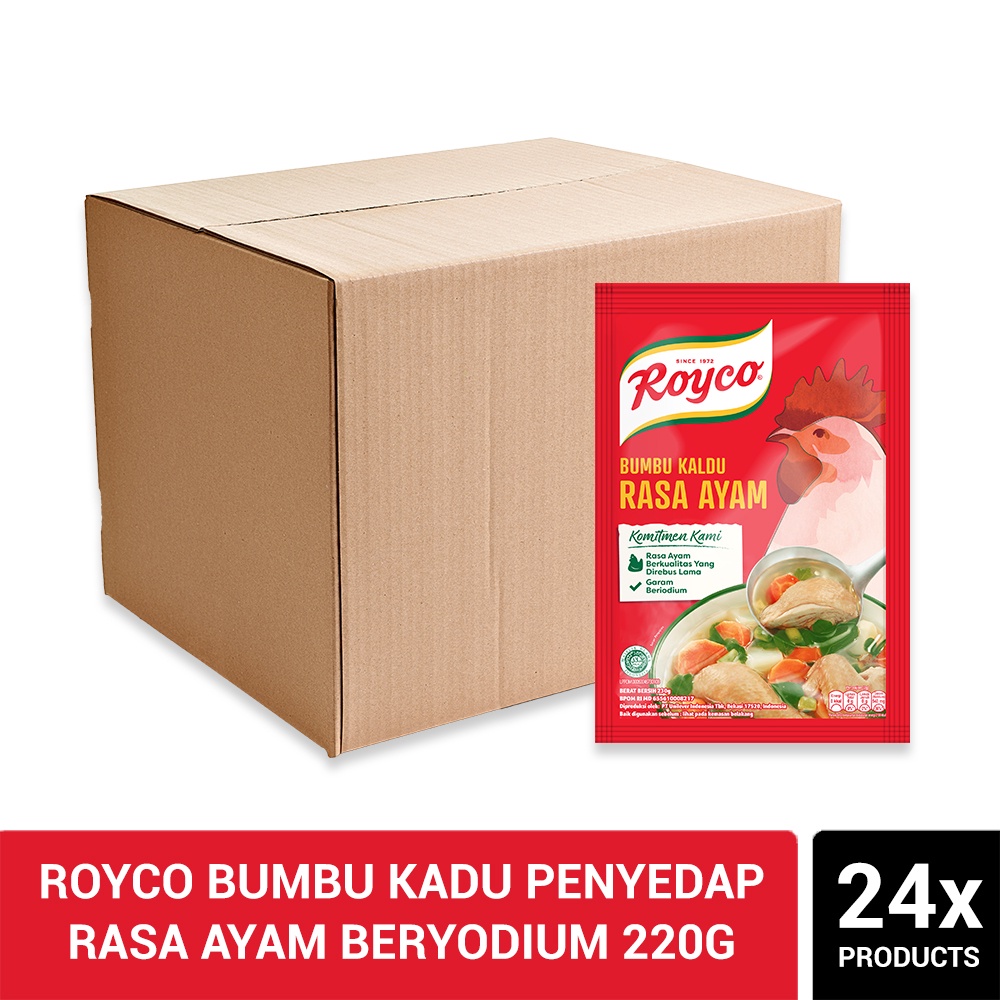 Jual Royco Bumbu Kadu Penyedap Rasa Ayam Beryodium 220g (Isi 24) | Shopee Indonesia