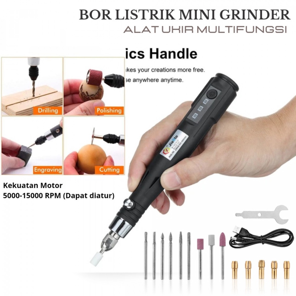 Jual Jielite Bor Listrik Mini Grinder Alat Ukir Multifungsi 15000 RPM ...