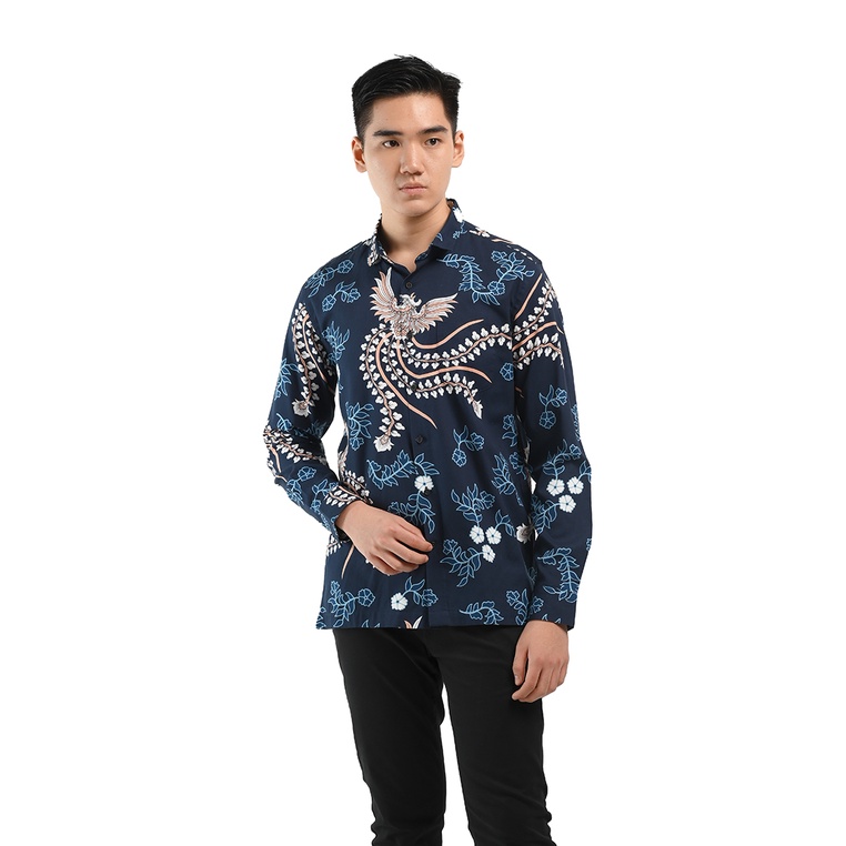 Jual MANZONE Kemeja Pria Lengan Panjang HIRAWAN 05-NA - NAVY | Shopee ...